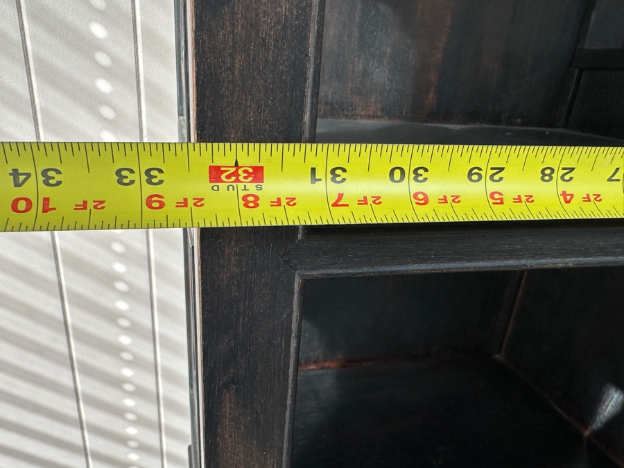 Vintage Chinese Stained Wooden Etagere Bookcase Cabinet 32.5W X 13.75D X 71.75H