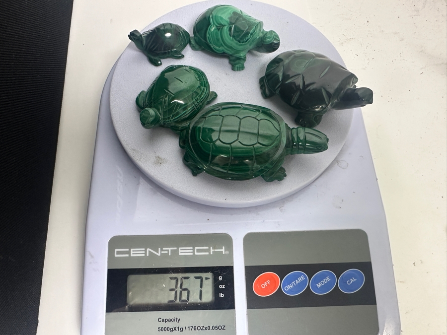 Hand Carved Malachite Turtle Figurine 367g