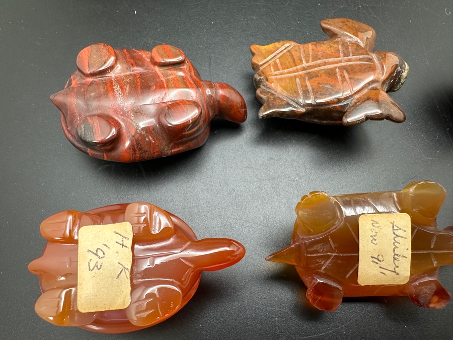 Six Carved Stone Turtle Figurines 194g