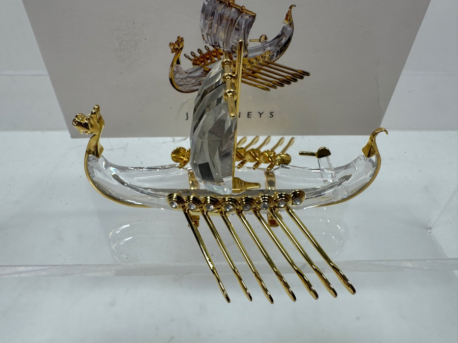 Vintage Swarovski Crystal Viking Ship Figurine With Gold Details And ...