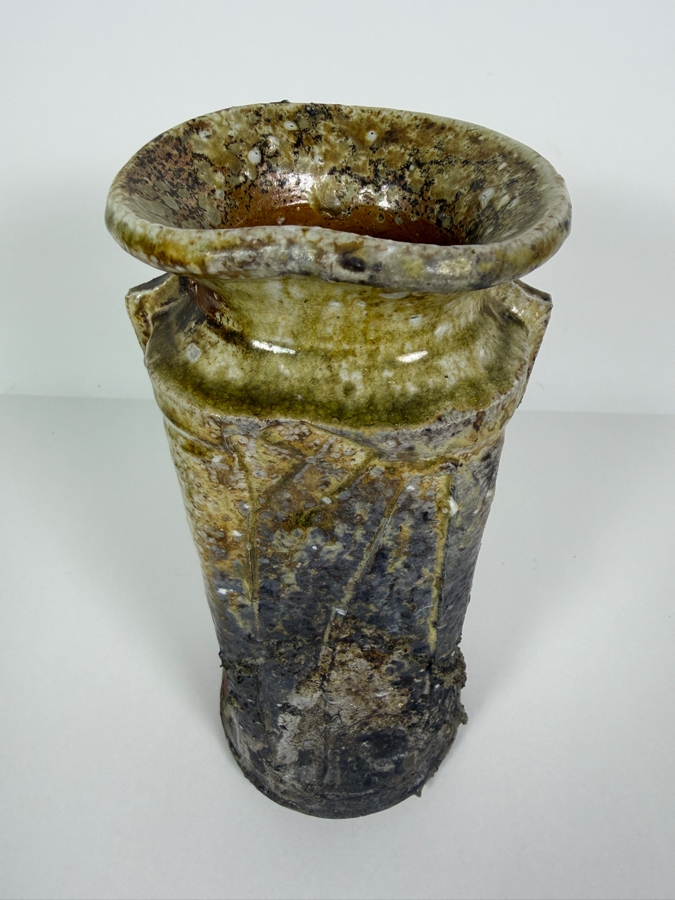 Vintage Japanese Brutalist Studio Pottery Vase 10.25'H